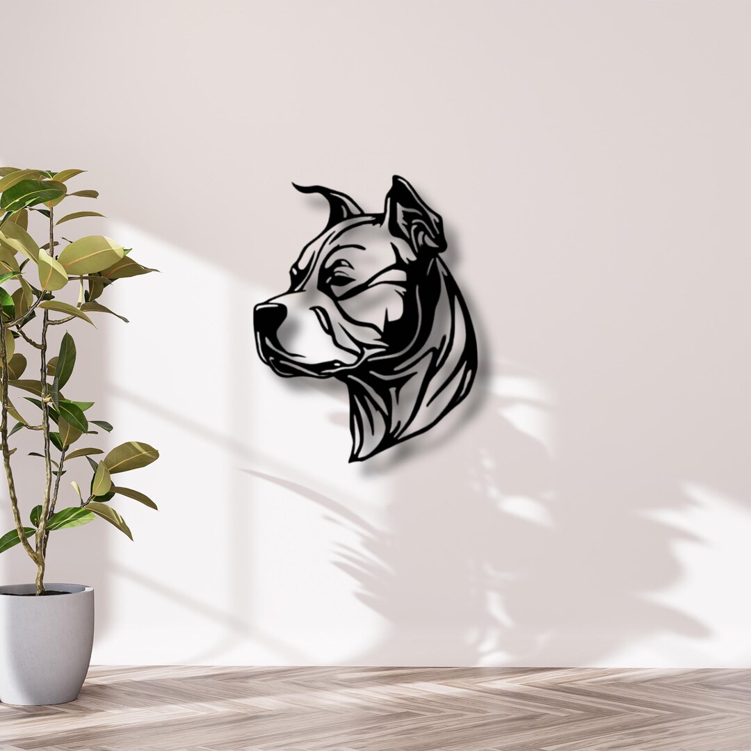 3D Printed Geometric Pitbull Wall Art Modern Decor for Dog Lovers' Home ...