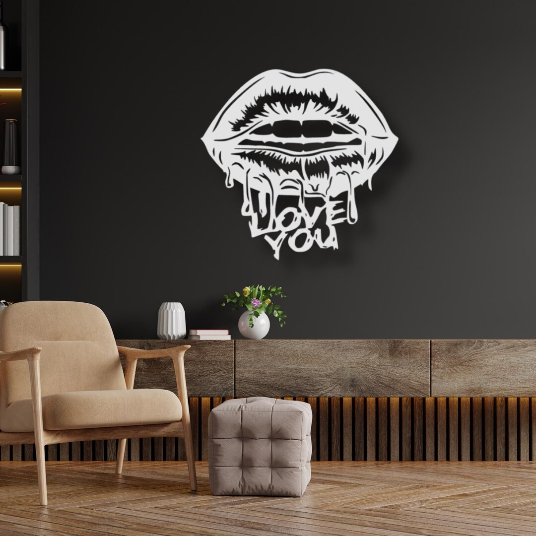 3D Printed Lips Wall Art I Love You Modern Eco-friendly Decor for ...