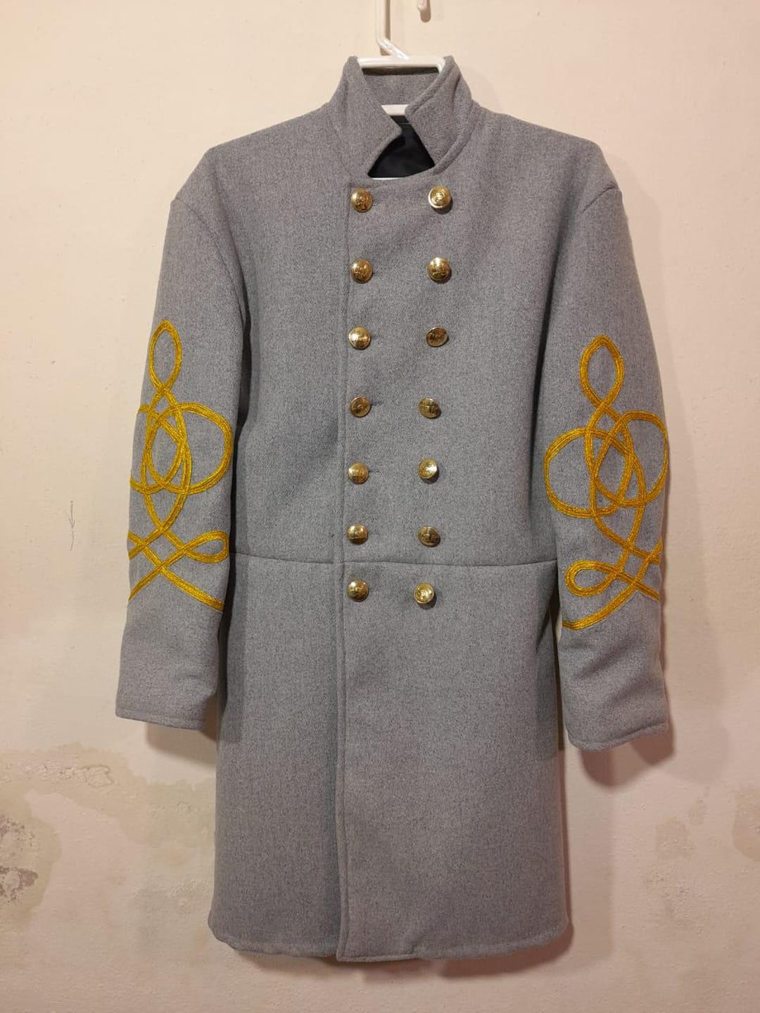 Civil War CS Officer's Double Breast 3 Rows Braid Grey Wool Frock Coat ...