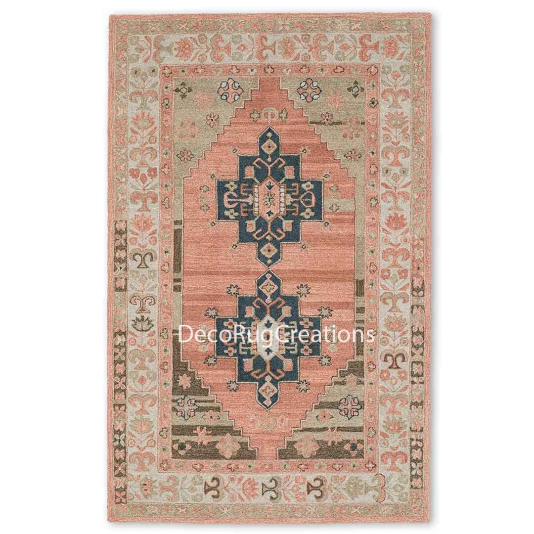 Sarah-style Persian Hand-tufted Rug – Double Medallion Classical Area ...