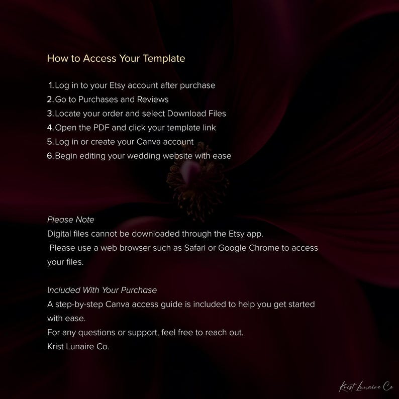Dark Romance Wedding Website Template | Gothic Digital Invite | RSVP ...