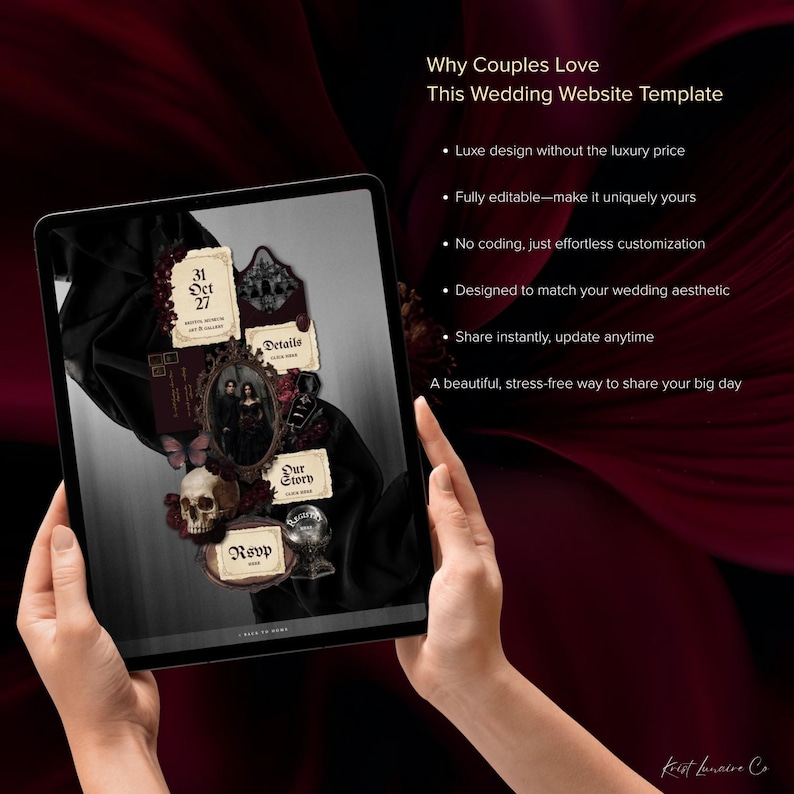 Dark Romance Wedding Website Template | Gothic Digital Invite | RSVP ...