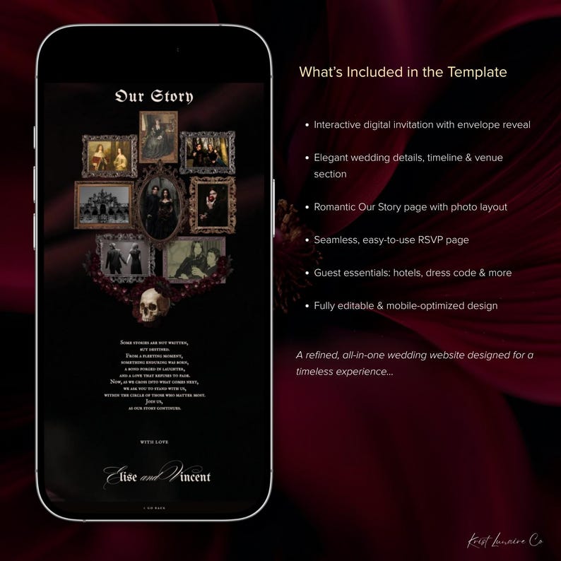 Dark Romance Wedding Website Template | Gothic Digital Invite | RSVP ...