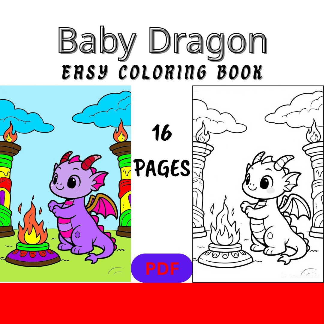 Baby Dragon Coloring Pages for Kids & Adults, Cute Fantasy Creatures to ...