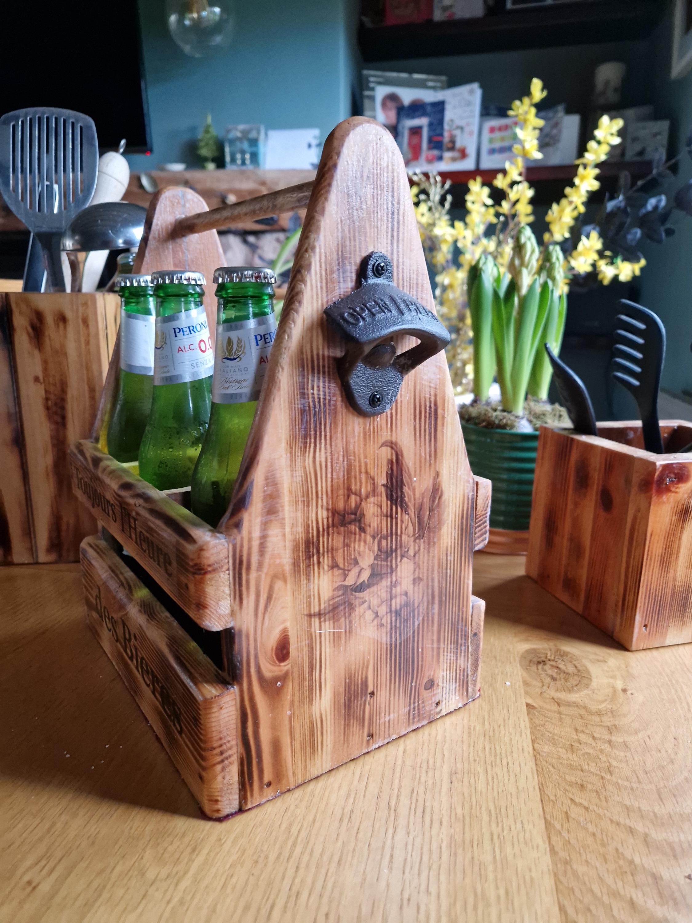 Rustic Beer Caddy, Hand Made From Recycled Timbers, for 6 Standard ...