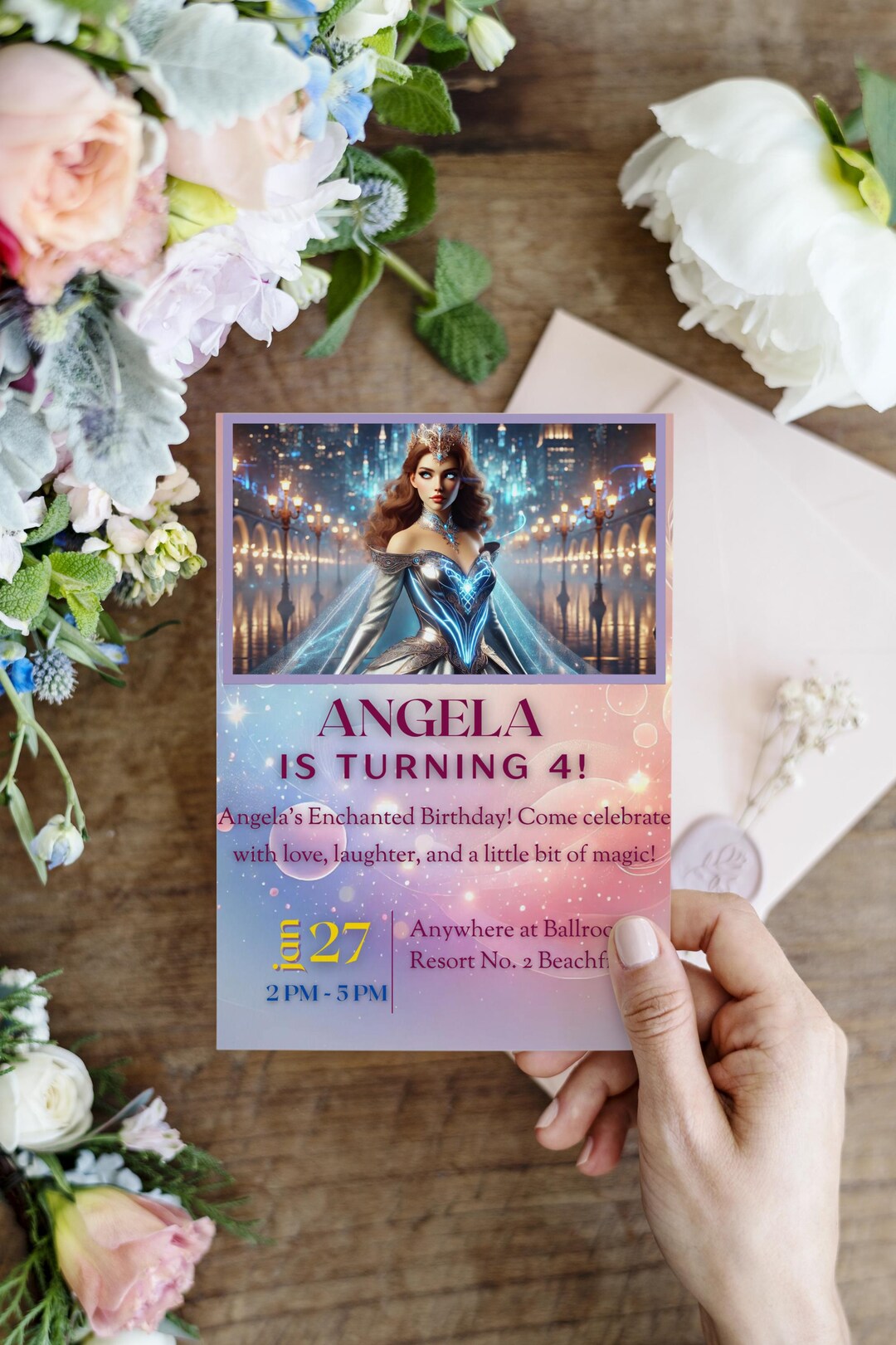 Enchanted Princess Birthday Invitation | Digital Fantasy Party Invite ...