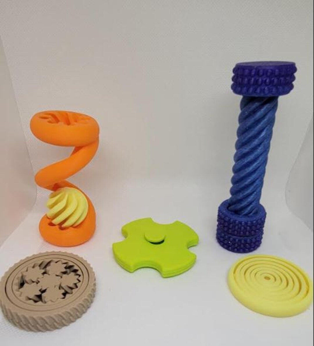 3d-printed Sensory Fidget Spinner Set of 5 Stress Relief, Focus, & Glow ...