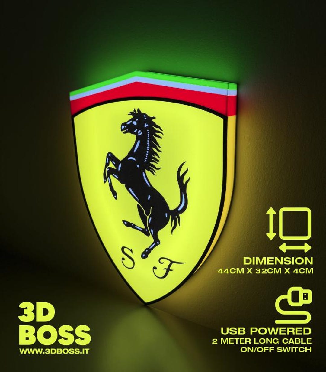 Ferrari Illuminated License Plate Sign Maranello Lighted Sign ...