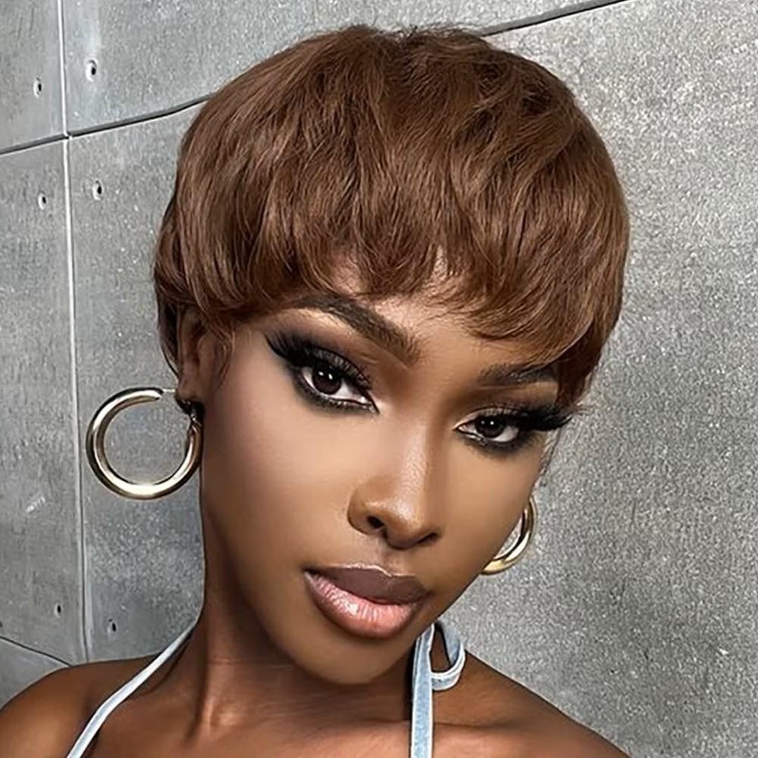 Short Pixie Cut With Bangs Human Hair Wig for Black Women - Etsy