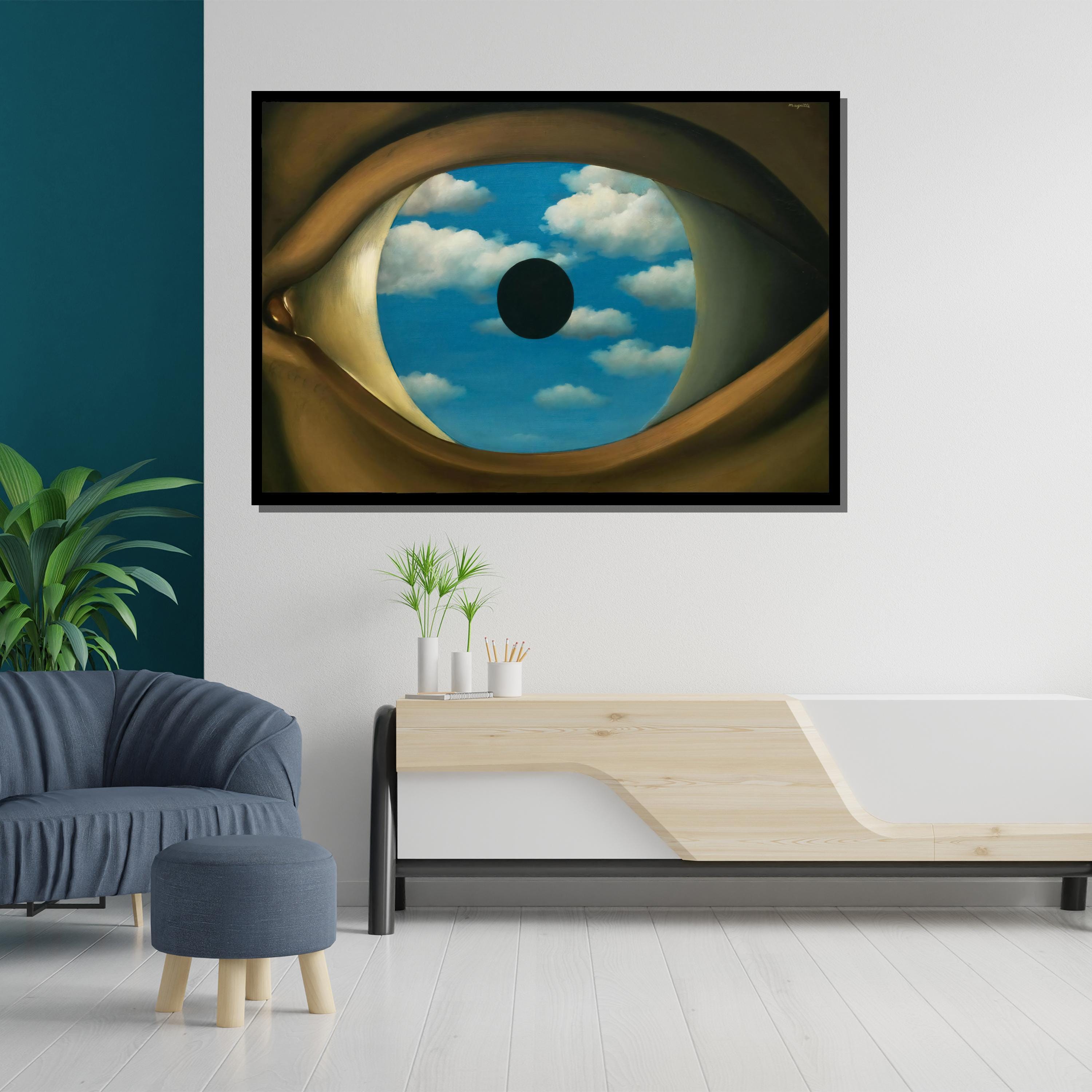 René Magritte the False Mirror Canvas Painting, Surrealist Eye Art ...