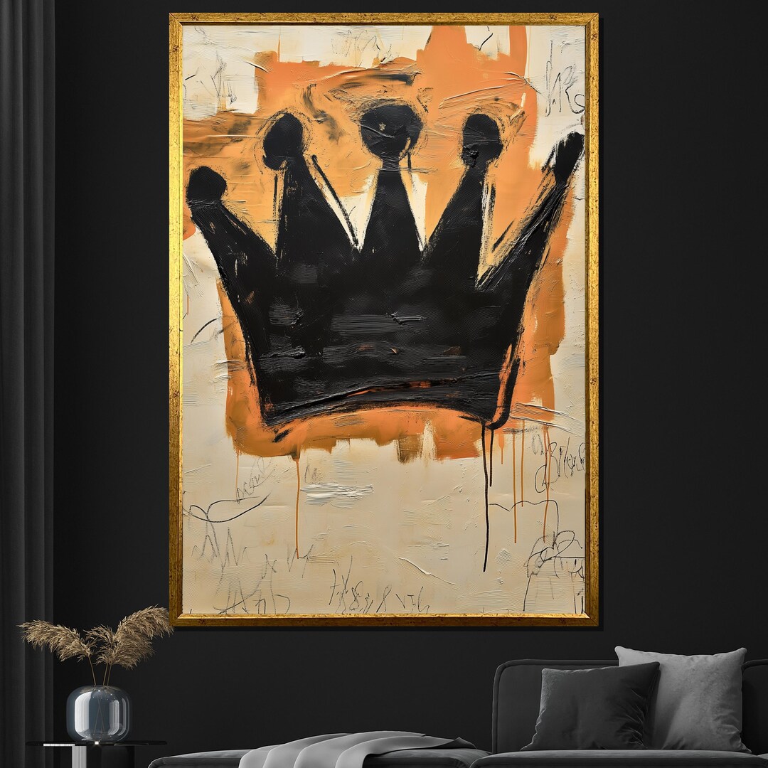 Modern Crown Canvas Painting, Bold Abstract Wall Art for Home, Unique ...