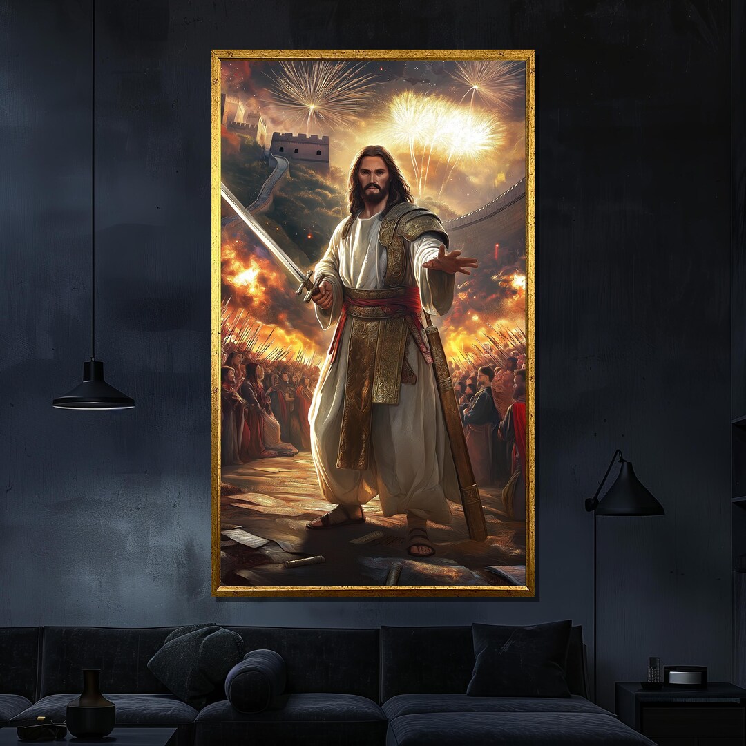 Jesus Warrior Wall Art, Sword of Christ Canvas Print, Christian Battle ...