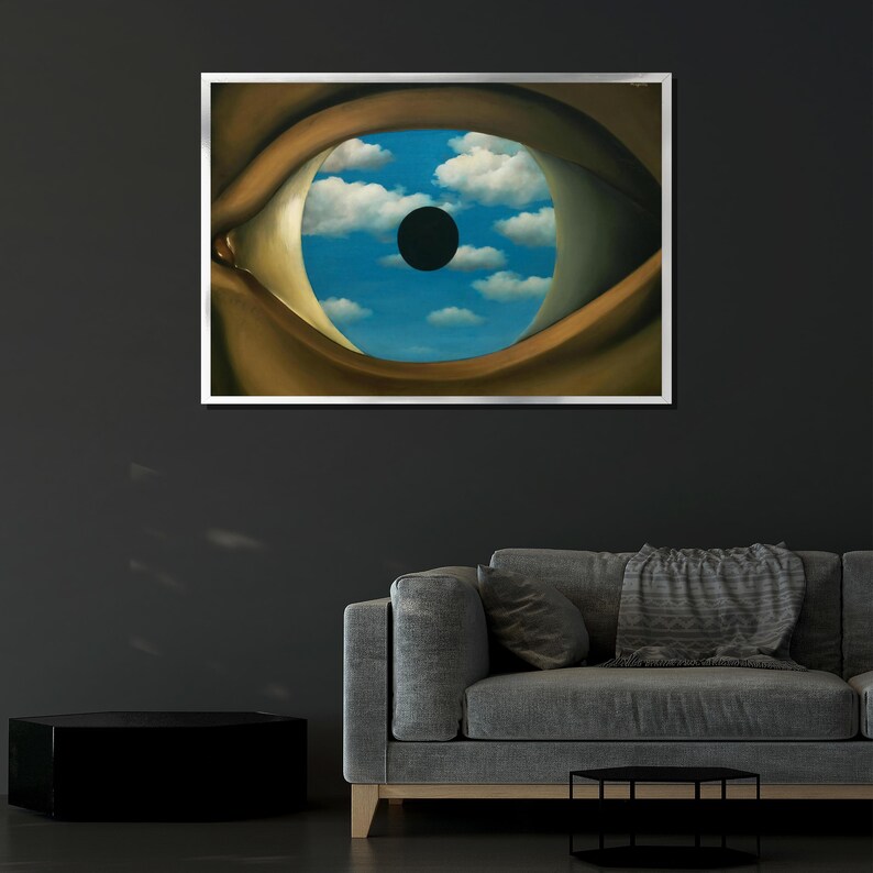 René Magritte the False Mirror Canvas Painting, Surrealist Eye Art ...