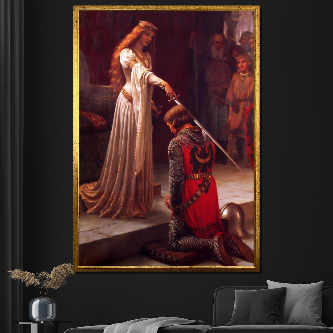 Edmund Blair Leighton the Accolade Canvas Painting, Medieval Art ...