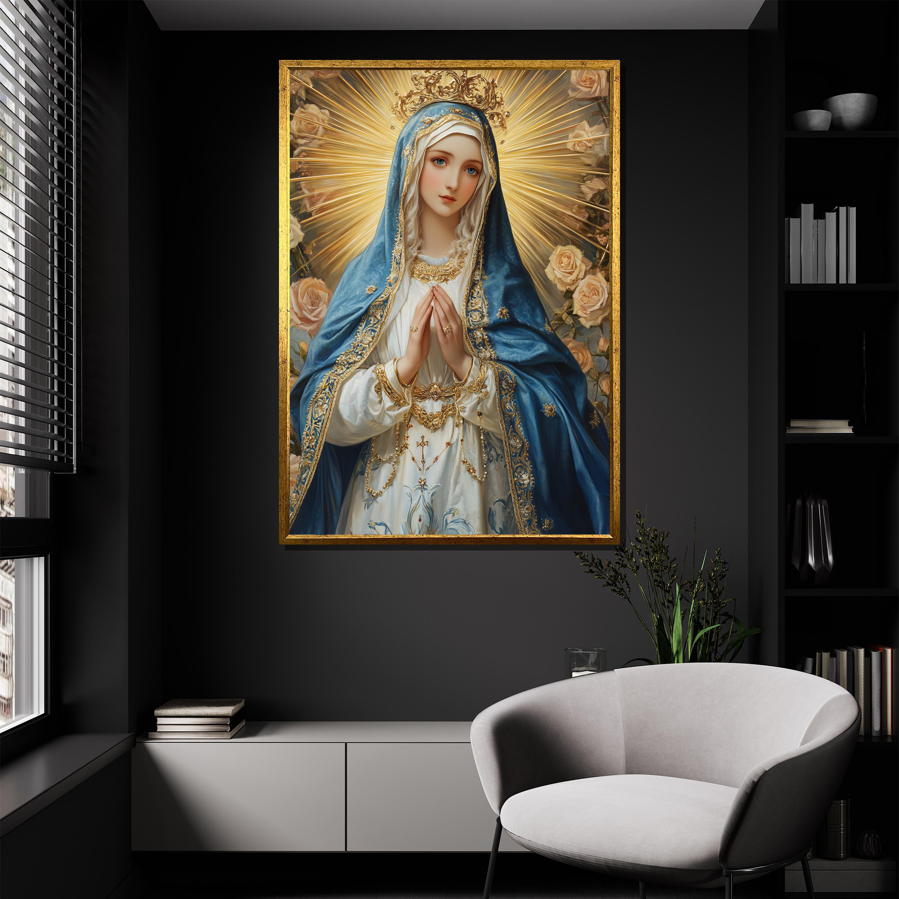 Virgin Mary Praying Canvas Painting, Religious Wall Art, Christian Home ...