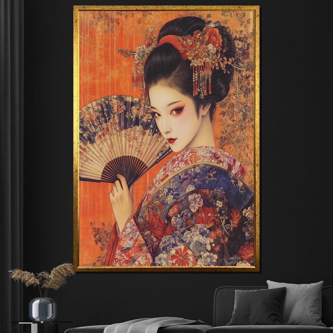 Geisha Canvas Painting - Elegant Japanese Wall Art for Living Room ...