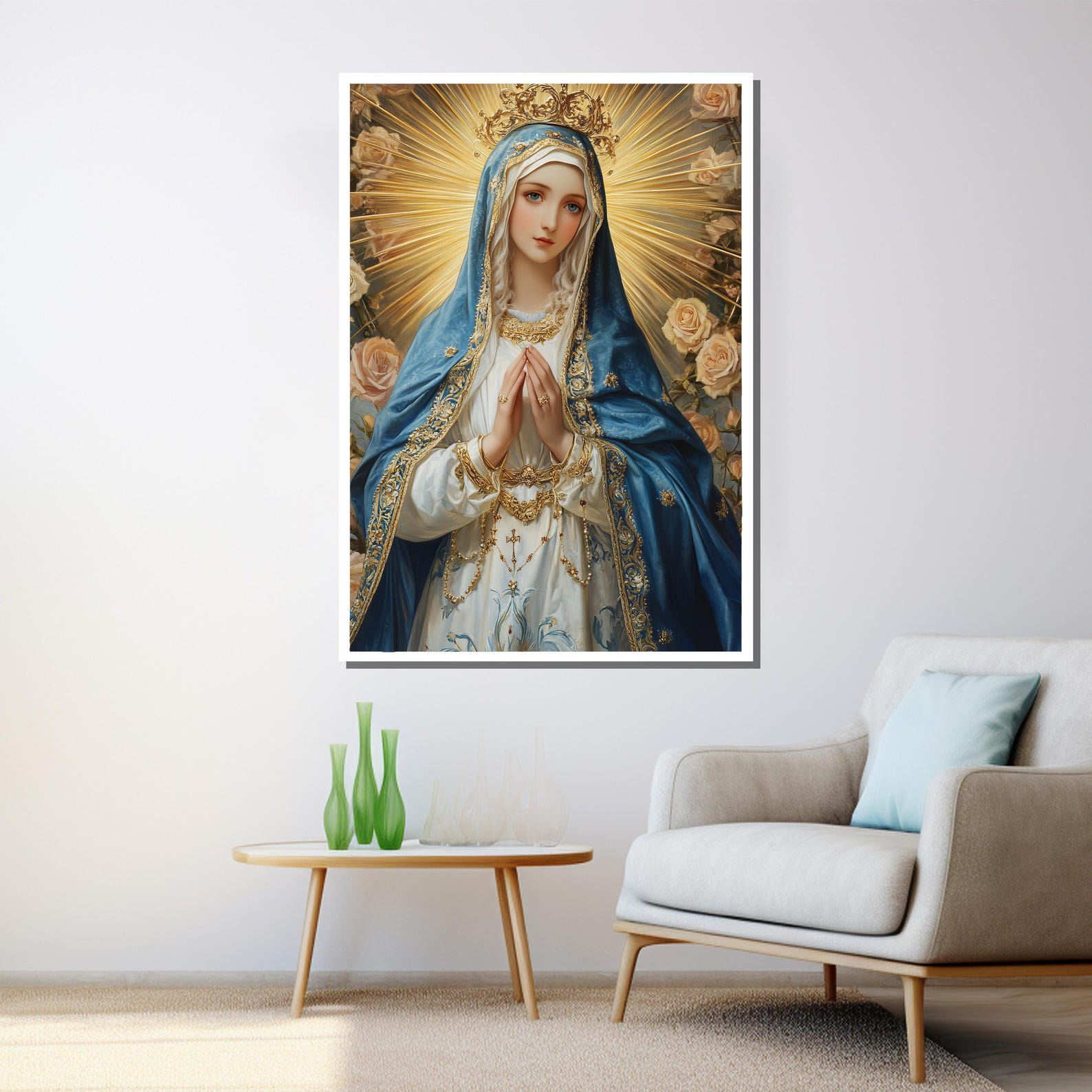 Virgin Mary Praying Canvas Painting, Religious Wall Art, Christian Home ...