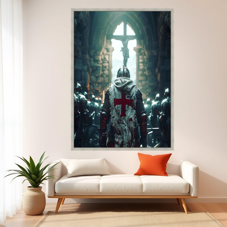 Medieval Knight Templar Canvas, Crusader Armor Wall Art, Historic ...