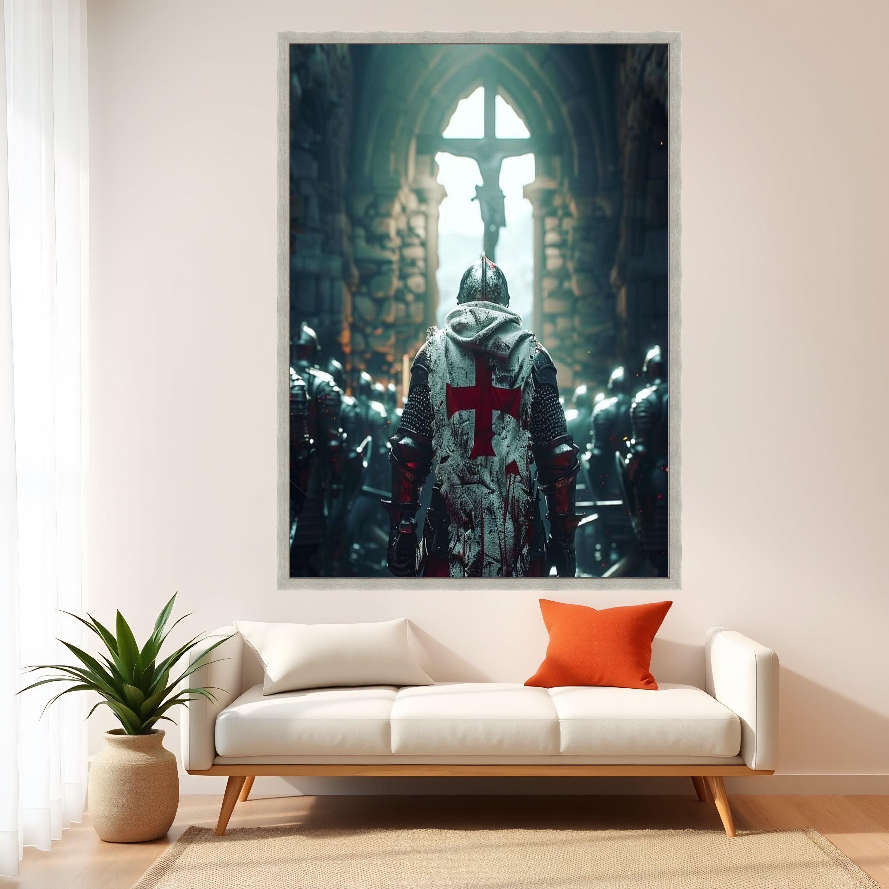Medieval Knight Templar Canvas, Crusader Armor Wall Art, Historic ...