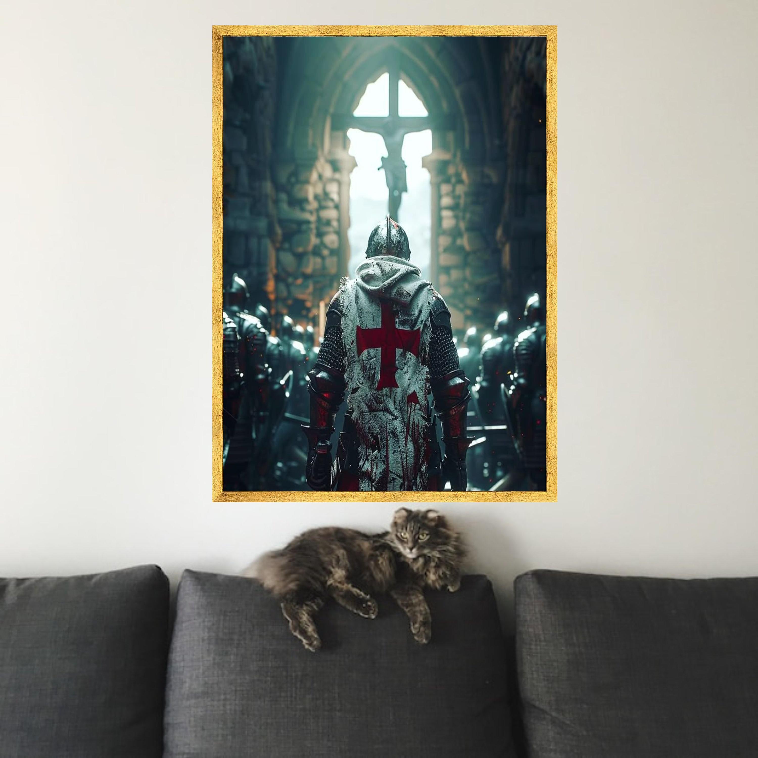 Medieval Knight Templar Canvas, Crusader Armor Wall Art, Historic ...