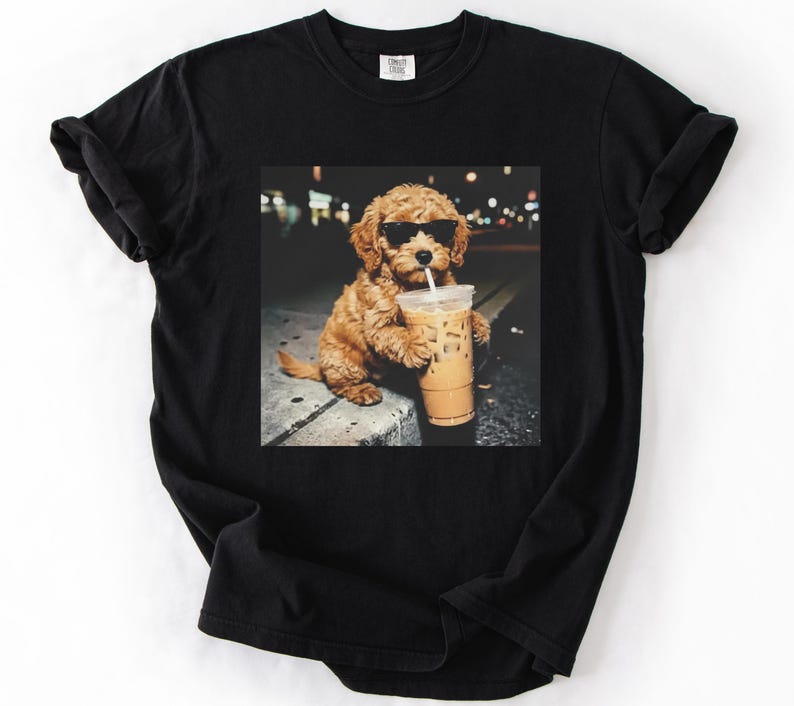 Funny Goldendoodle Drinking Iced Coffee T-shirt,dog Owner Gift,dog Meme ...