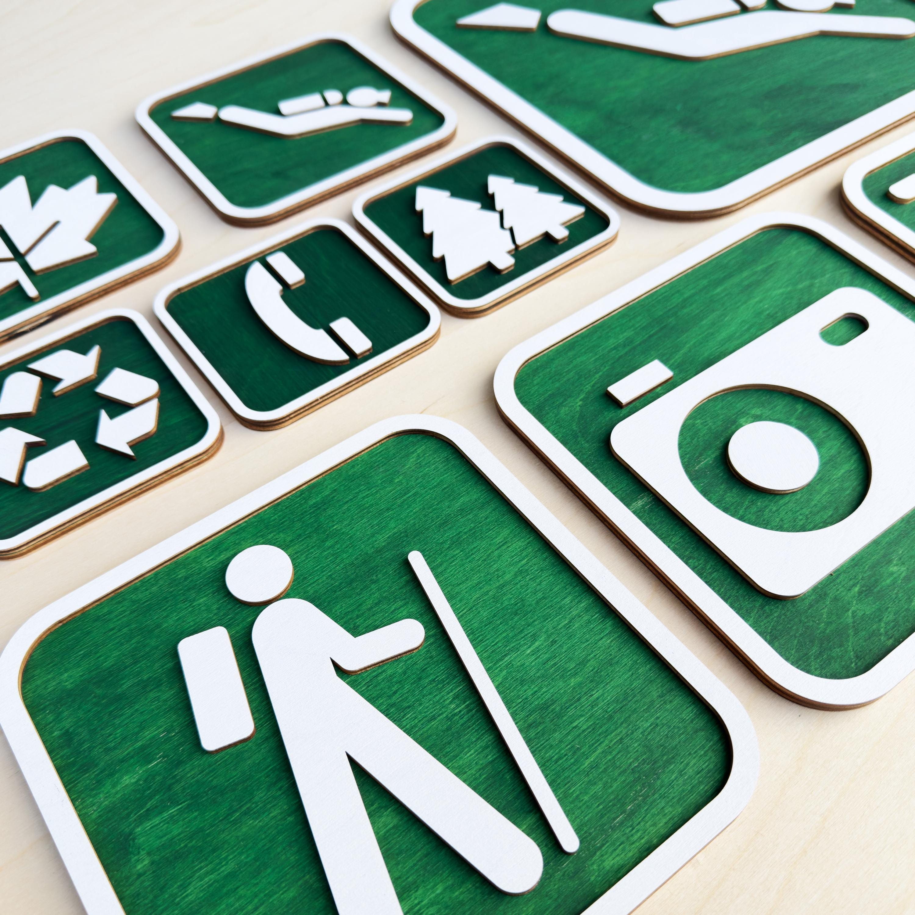 Layered National Parks Recreation Sign, Outdoor Activity Icon Wall Art ...
