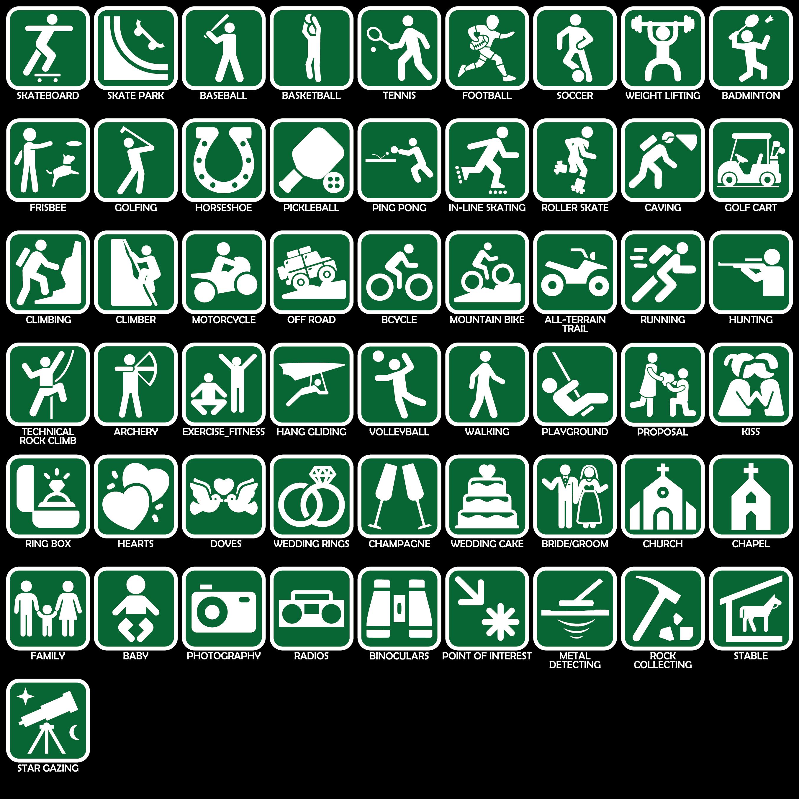 Layered National Parks Recreation Sign, Outdoor Activity Icon Wall Art ...