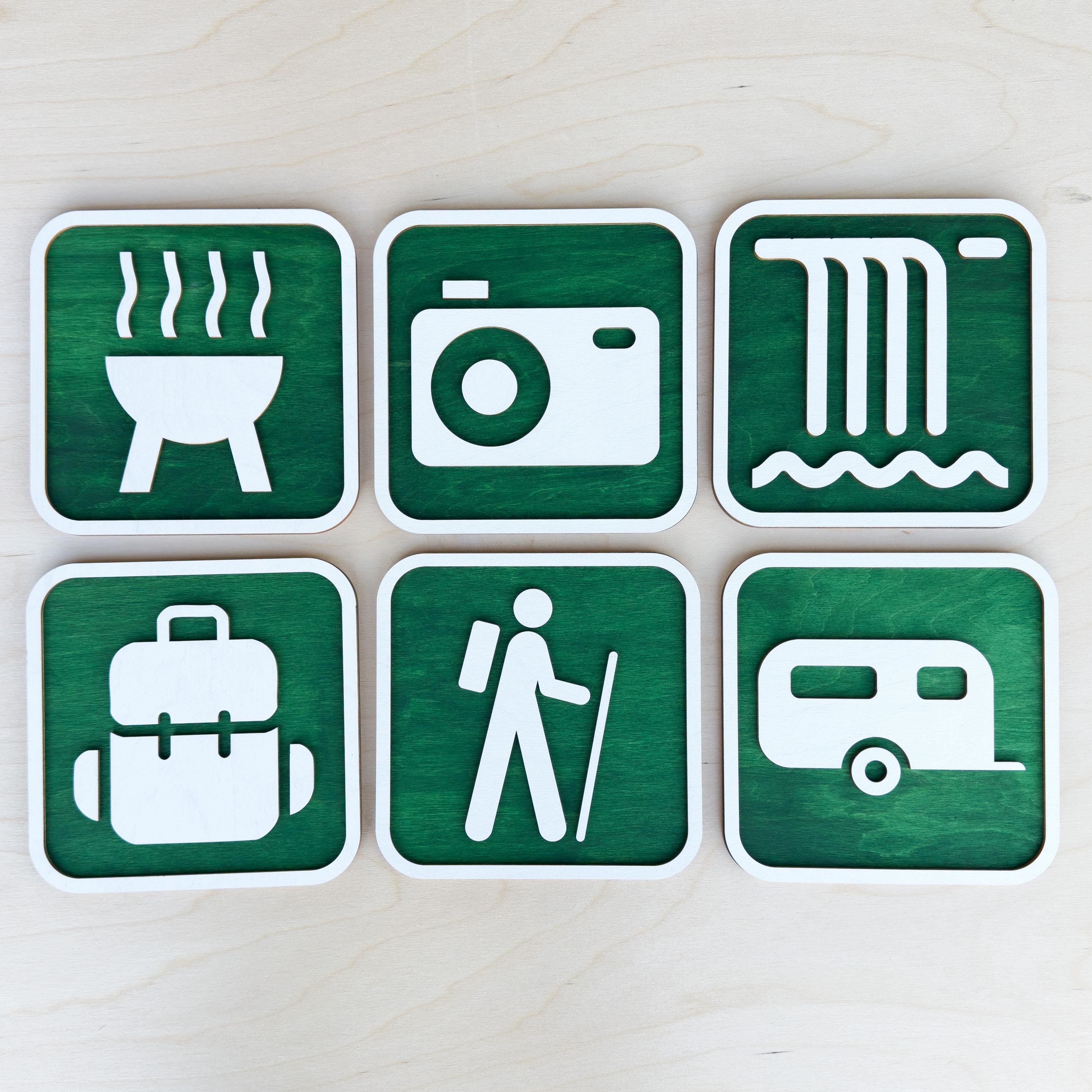Layered National Parks Recreation Sign, Outdoor Activity Icon Wall Art ...