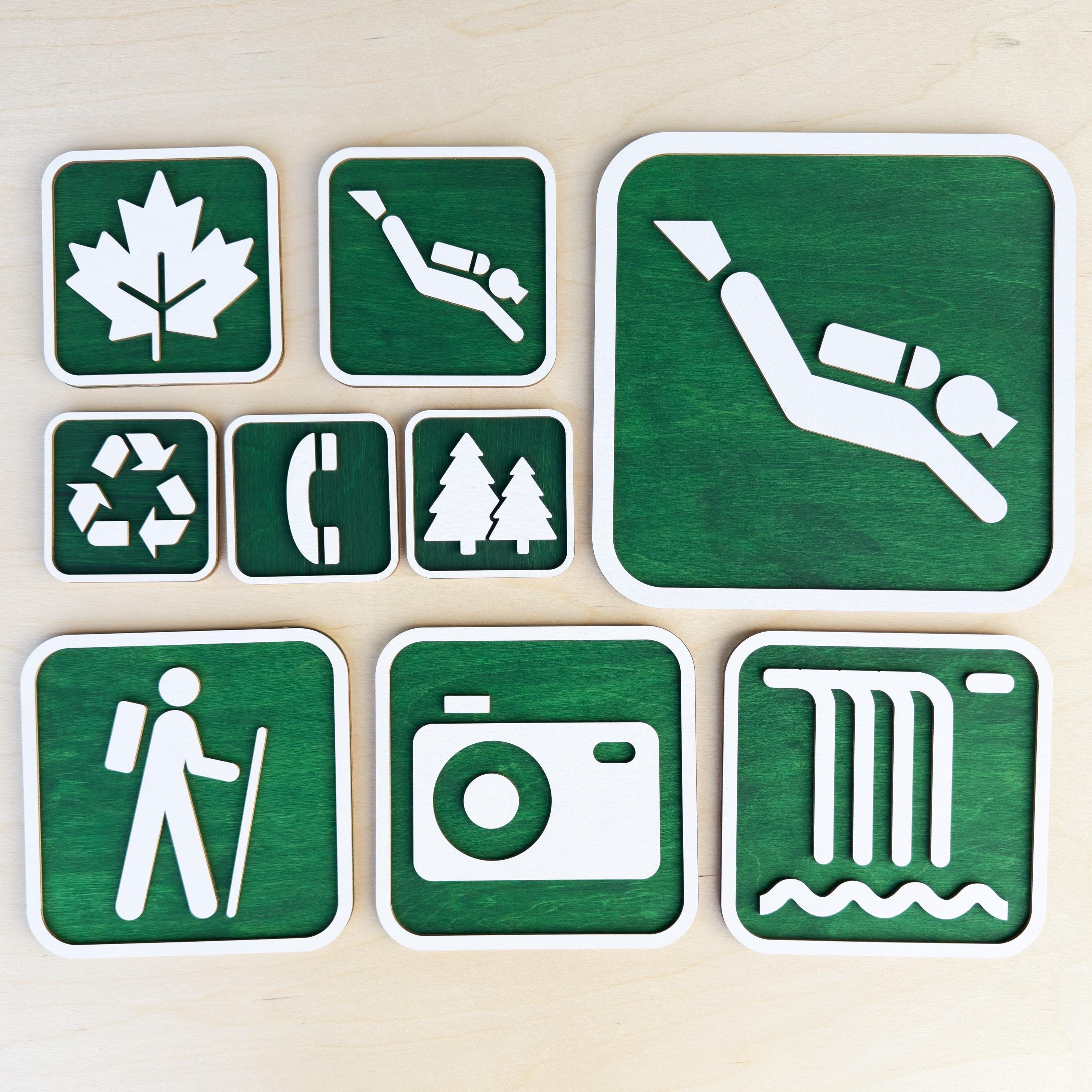 Layered National Parks Recreation Sign, Outdoor Activity Icon Wall Art ...