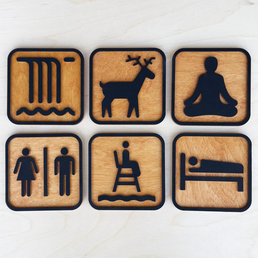 Recreational Icon Wood Signs, Routered Signs, Camping, Hiking, Fishing ...