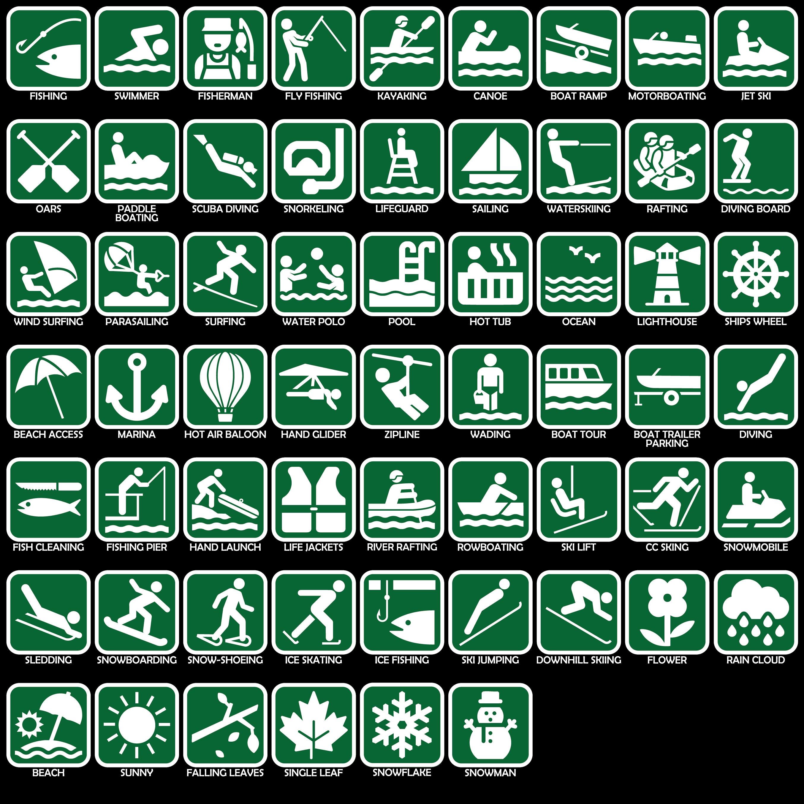 Layered National Parks Recreation Sign, Outdoor Activity Icon Wall Art ...