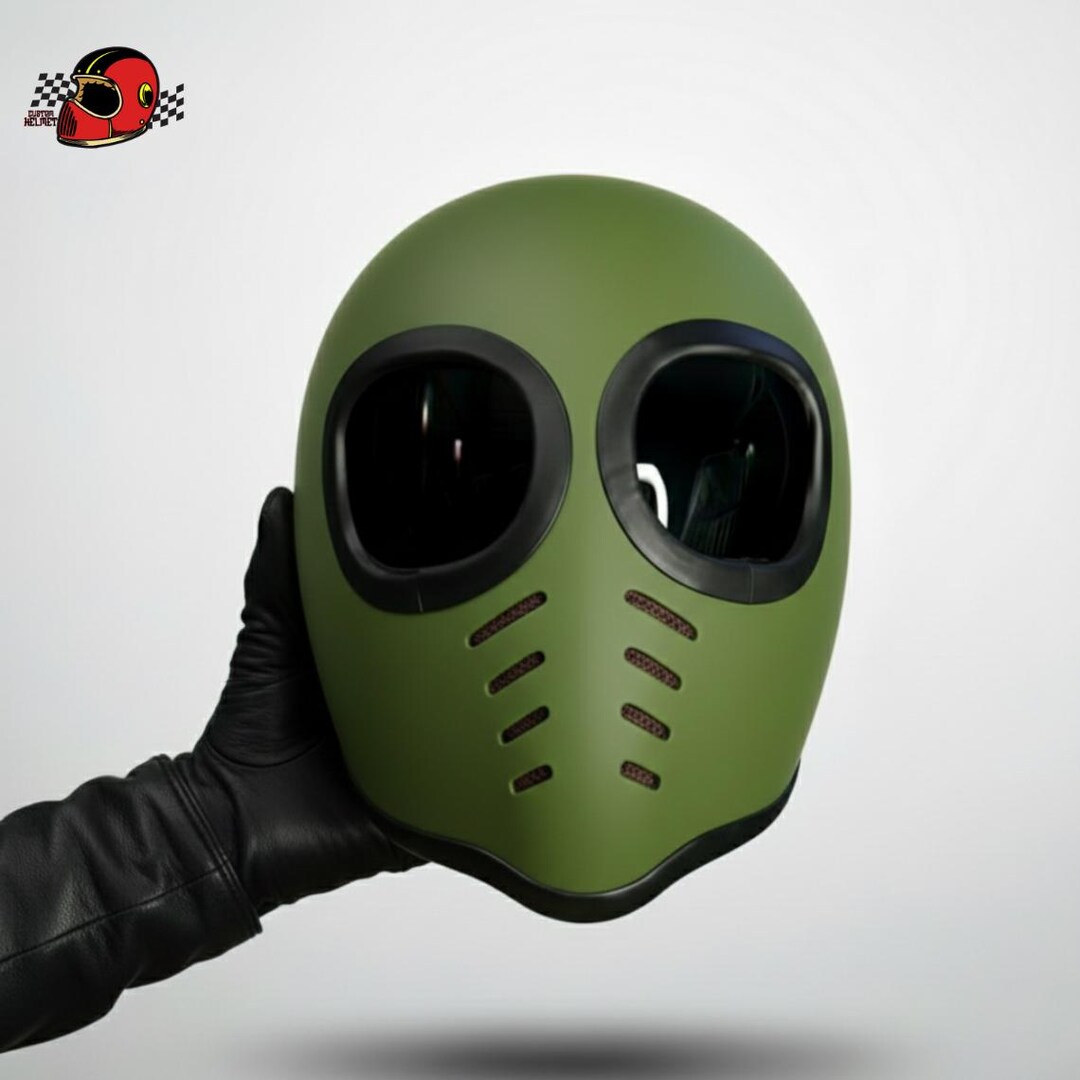 Vintage Alien Helmet With Army Flame Full Face Handmade Motorcycle Gear ...