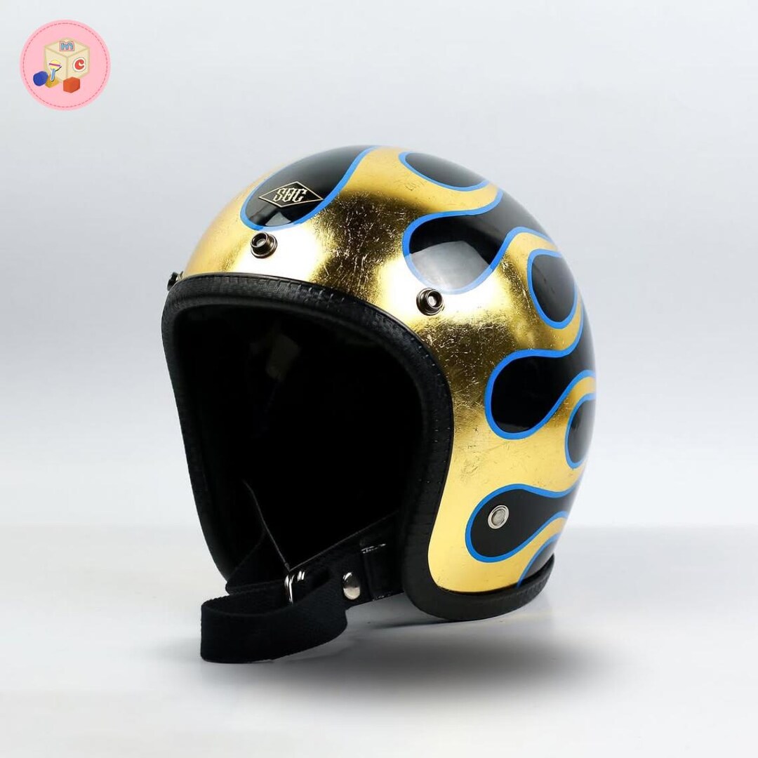 Gold Leaf Flame Motorcycle Helmet Slimhead 500TX Open Face Custom - Etsy