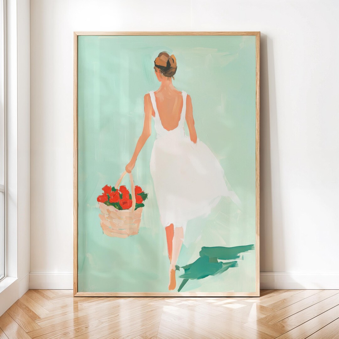 Abstract Woman Painting Feminine Wall Art Floral Print Elegant Fashion ...