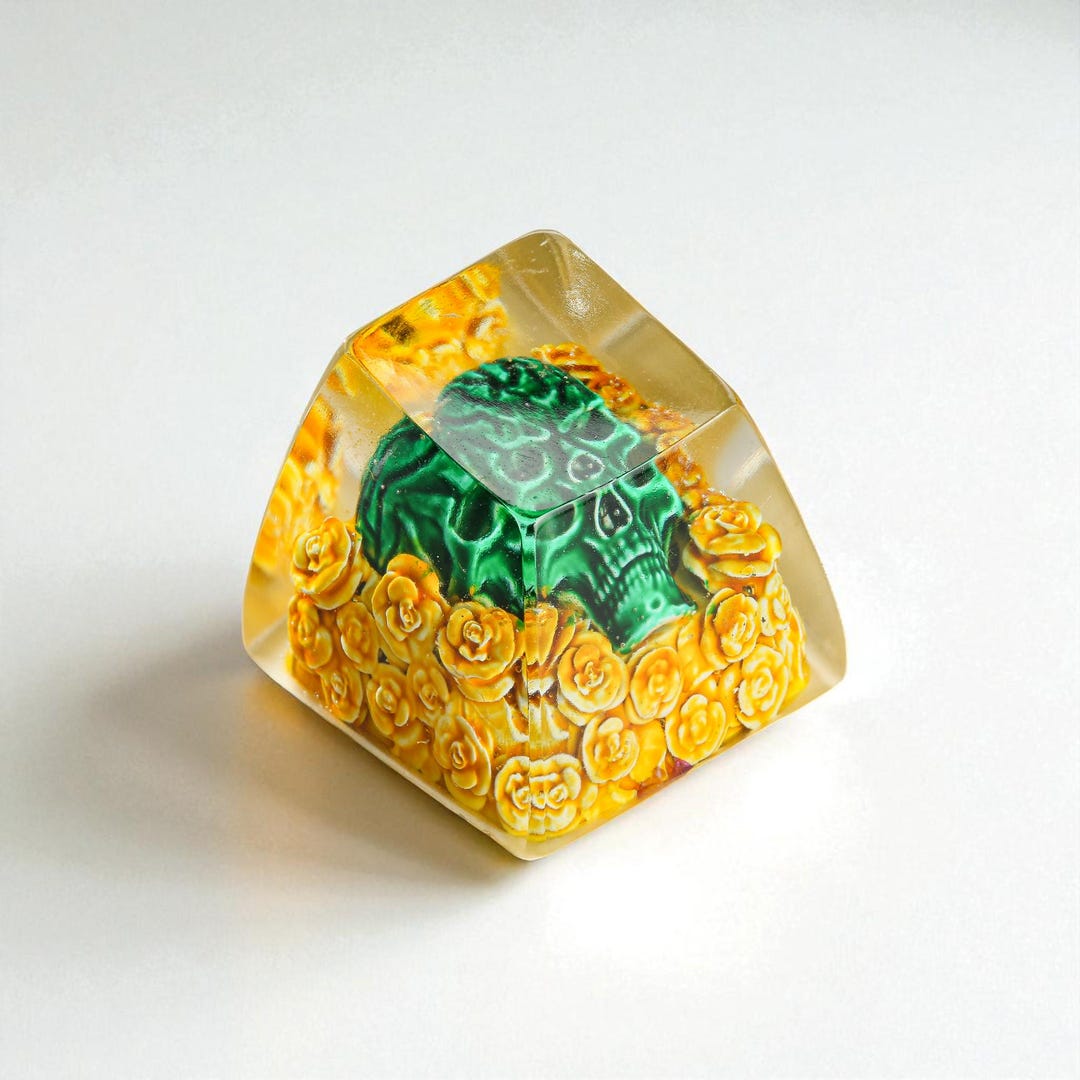 Skull & Roses Keycap: Gothic Gamer Keyboard, Handmade Resin 1U - Etsy
