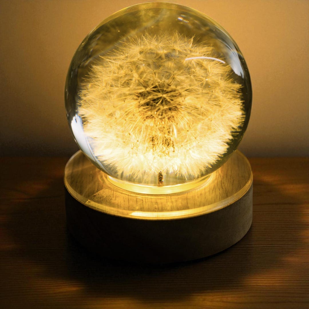 Dandelion Resin Lamp: Eternal Bloom Night Light - Romantic Gift - Etsy