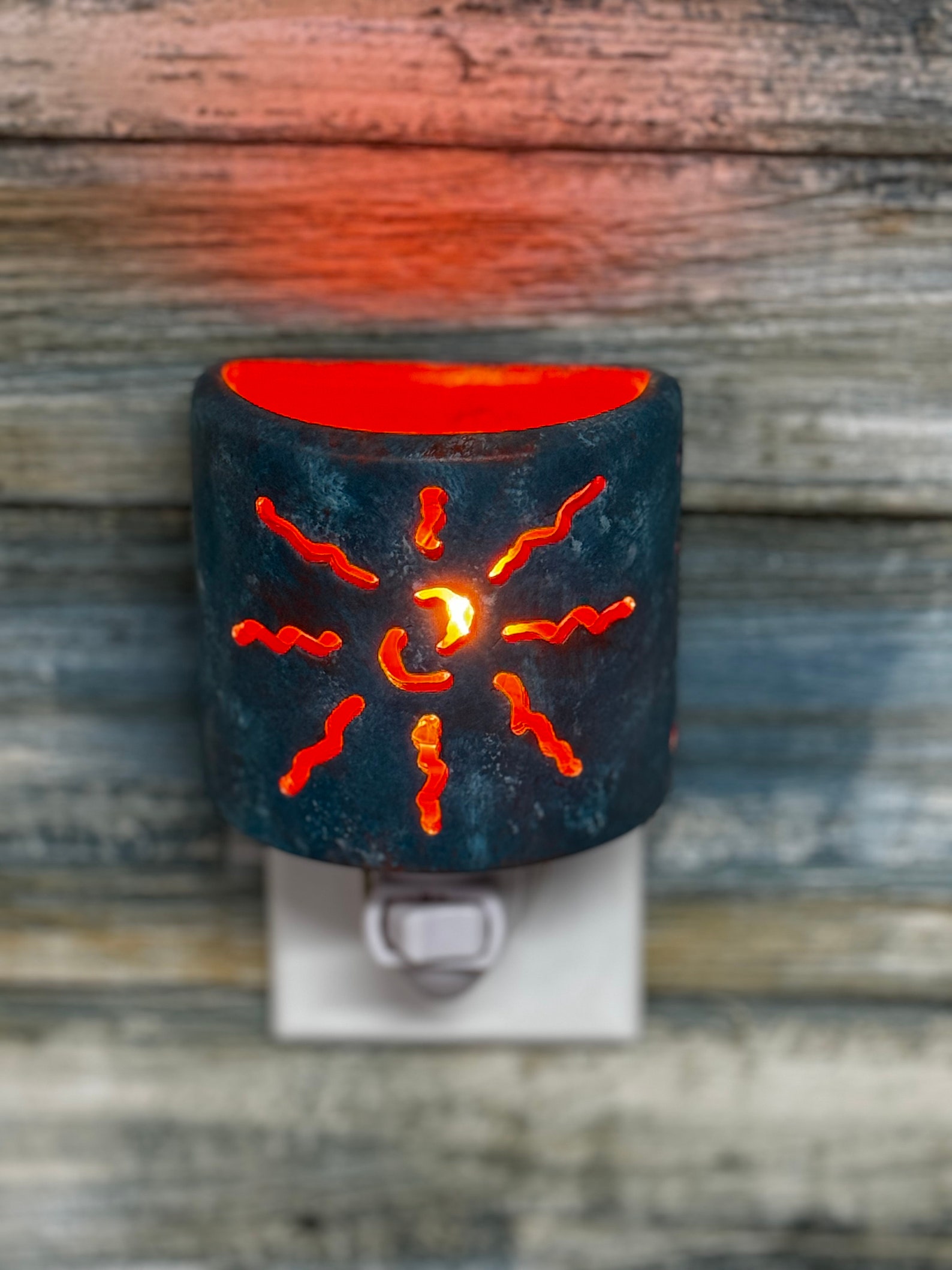 Southwestern Sun Night Light, Patina Turquoise Sun Nite Lite, Rustic ...