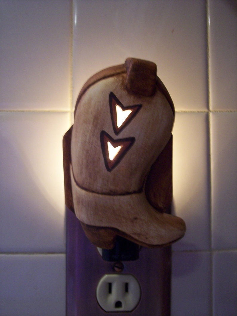 Handmade Ceramic Cowboy Boot Night Light, Rustic Western Decor - Etsy