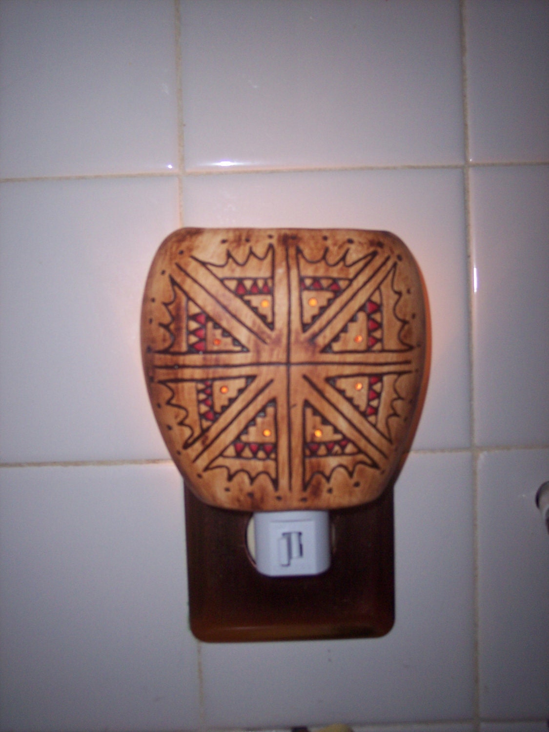 Southwestern Nite Light, Carved Rug Pattern Ceramic Nite Light ...