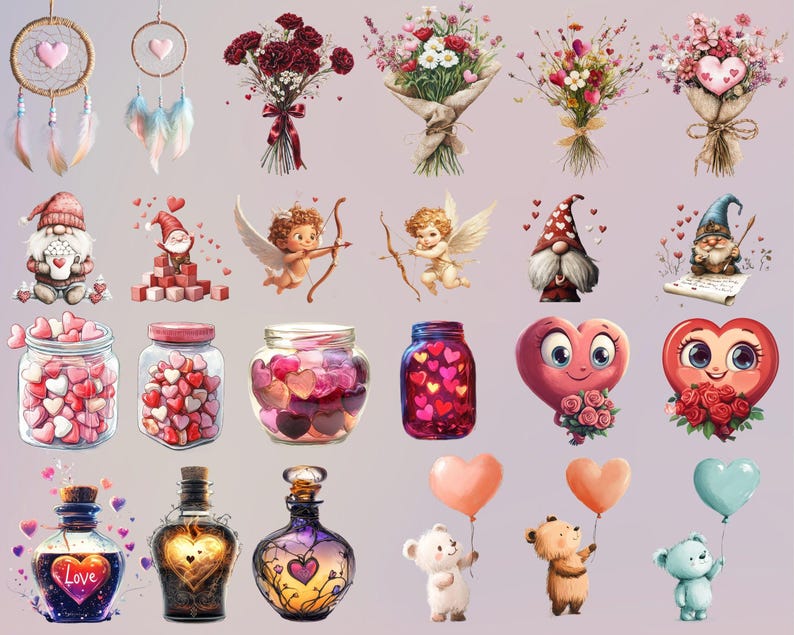 150+ Valentine's Day Clipart Bundle - Cute Romantic PNG Illustrations ...