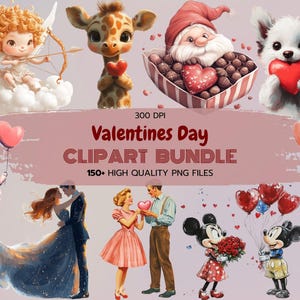 150+ Valentine's Day Clipart Bundle - Cute Romantic PNG Illustrations ...