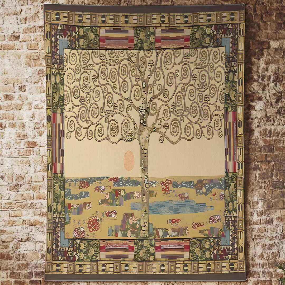 Gustav Klimt Tree of Life Belgian Tapestry, Vintage Wall Hanging ...
