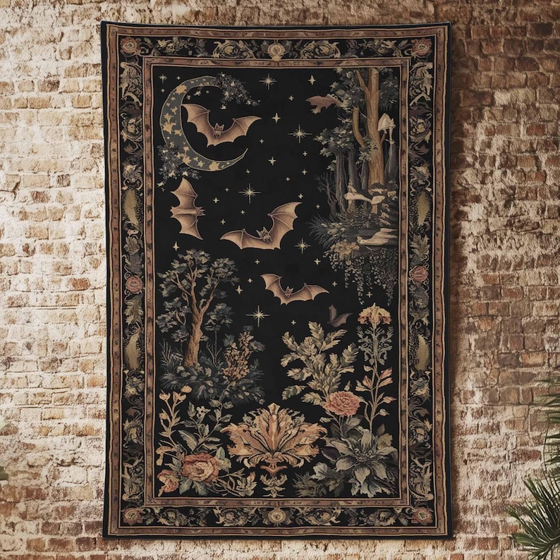 Dark Academia Mystic Bat Tapestry, Witchy Decor Gothic Wall Art Hanging ...