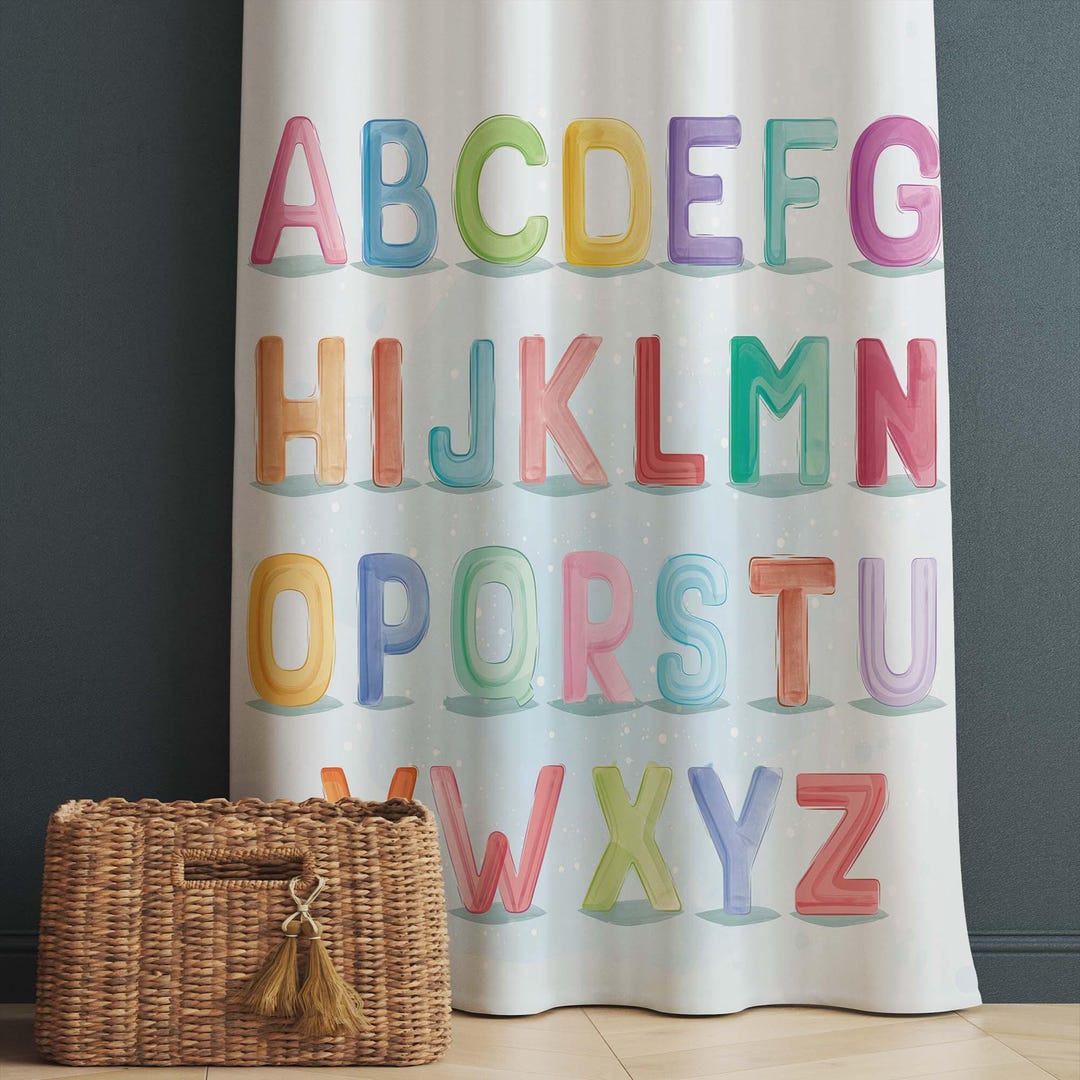 Alphabet Window Curtains, Alphabet Educational Letters Nursery Curtains ...