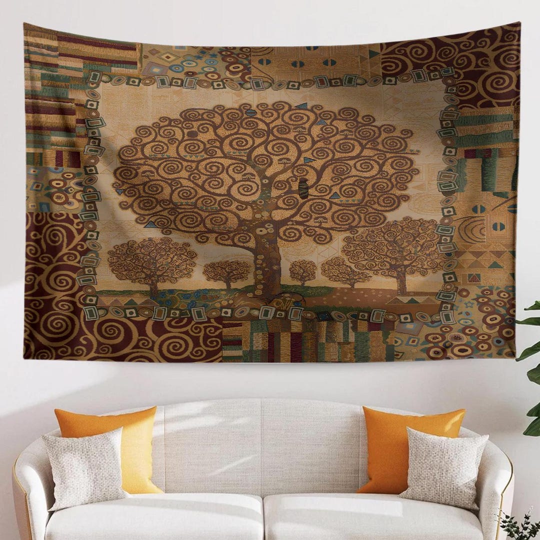 Gustav Klimt Tree of Life Belgian Wall Tapestry, Vintage Wall Hanging ...