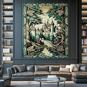Medieval Castle Woodland Forest Tapestry, Forestcore Dark Academia ...