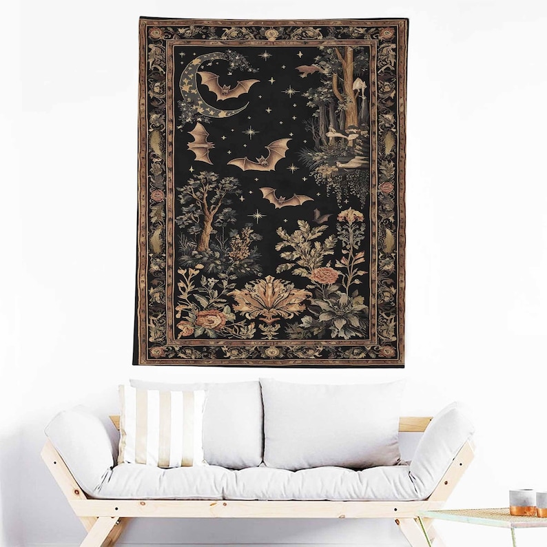 Dark Academia Mystic Bat Tapestry, Witchy Decor Gothic Wall Art Hanging ...
