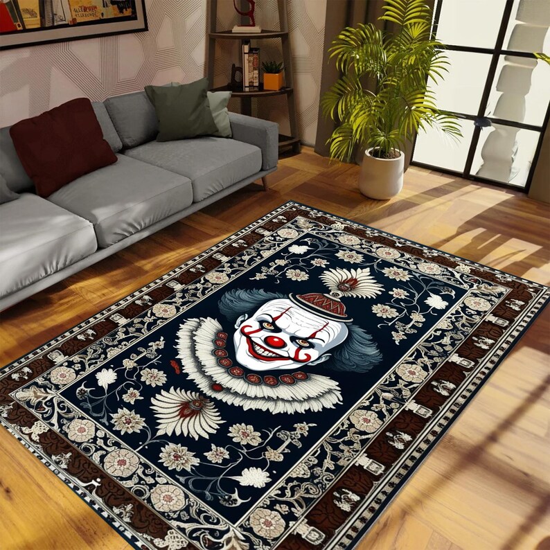Clown Rug for Gothic Decor, Goth Clown Rug for Halloween Decor ...