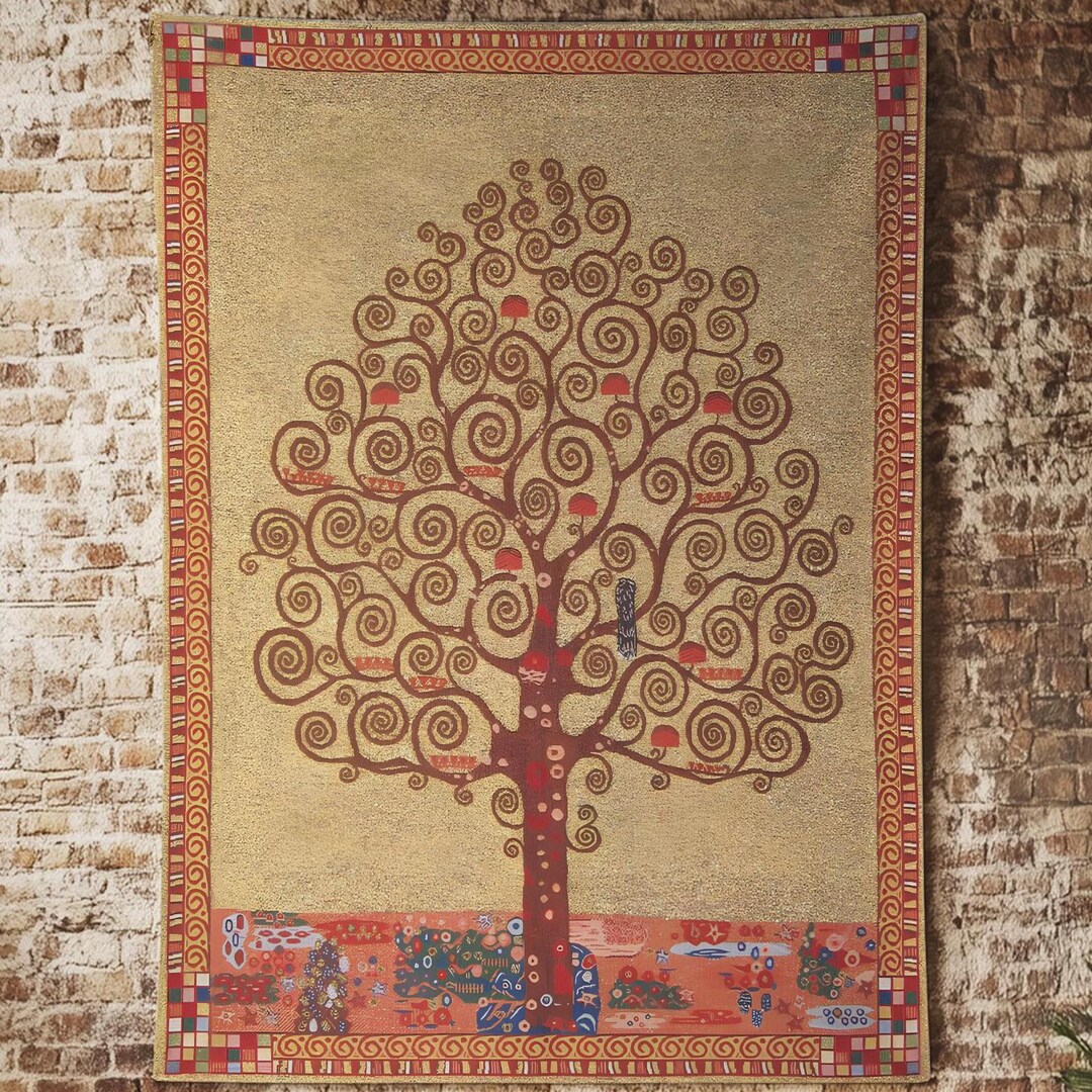 Gustav Klimt Tree of Life Belgian Tapestry, Vintage Wall Hanging ...