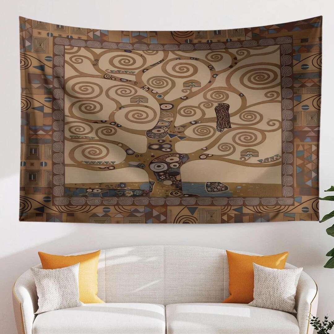 Gustav Klimt Tree of Life Belgian Wall Tapestry, Vintage Wall Hanging ...